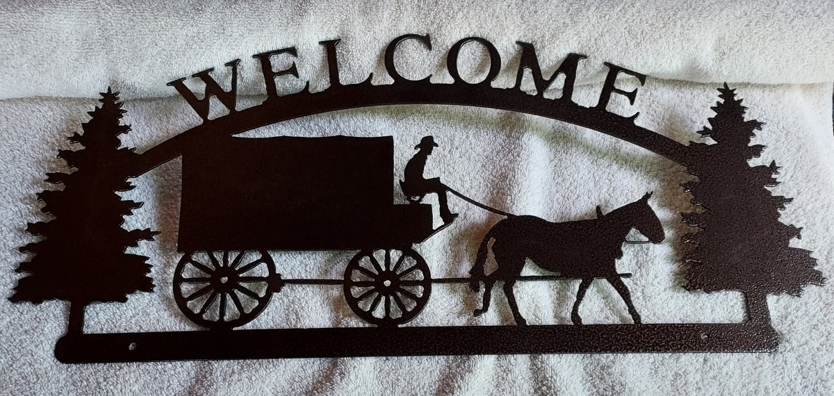 Metal - Welcome Sign Mule & Wagon – The Mule Store